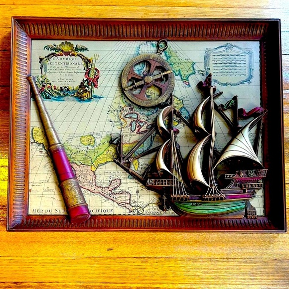 Vintage | Accessories | Midcentury 3d Map Shadow Box Nautical ...
